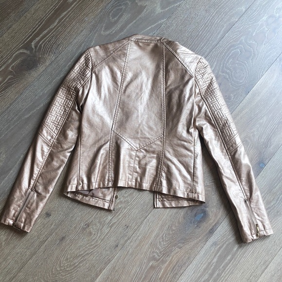 2B Bebe | Jackets & Coats | Bebe Metallic Gold Faux Leather Jacket ...